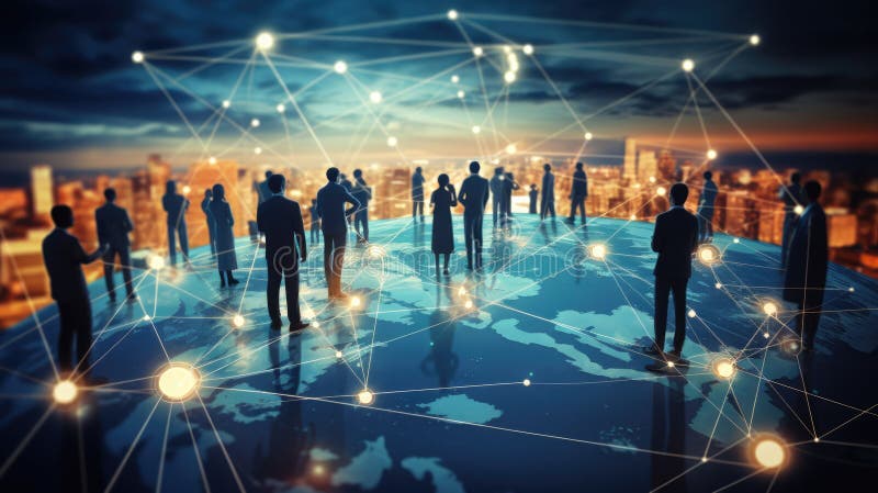 Smart City and Wireless Communication Network Concept. Digital Network ...