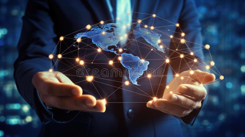 Smart City and Wireless Communication Network Concept. Digital Network ...