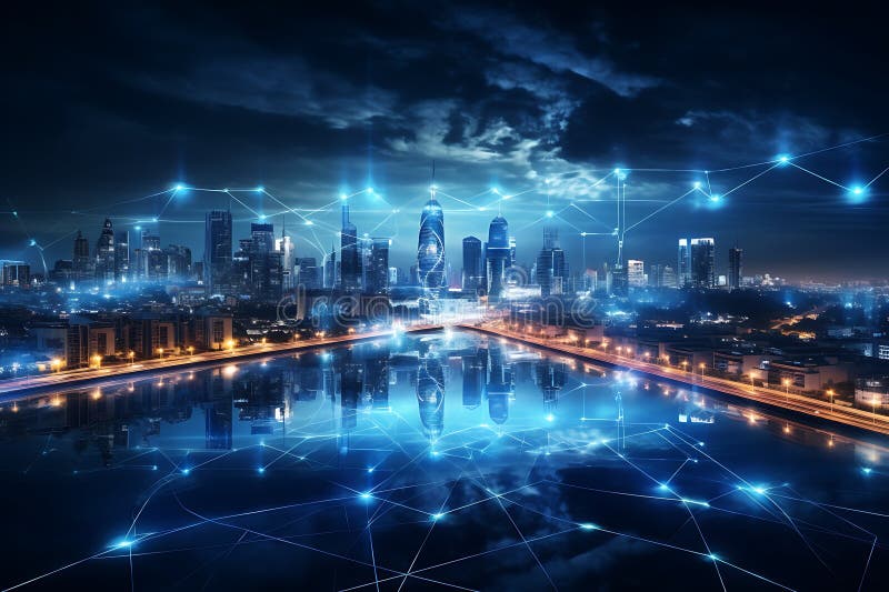 Smart City and Wireless Communication Network. 3d Rendering Stock ...