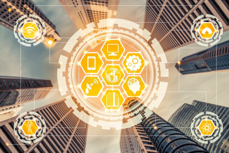 Smart City and Wireless Communication Network Stock Image - Image of ...