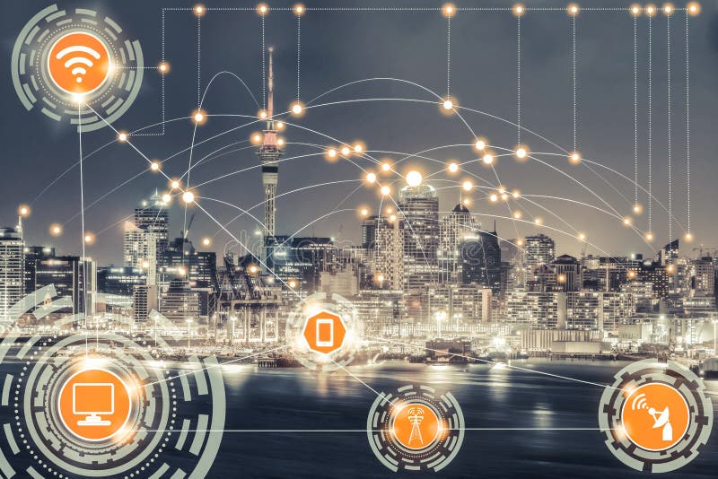 Smart City and Wireless Communication Network Stock Photo - Image of ...