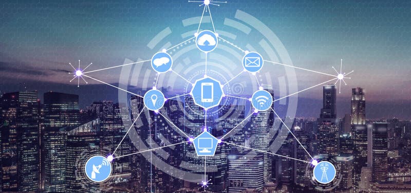 Smart City and Wireless Communication Network. Stock Photo - Image of ...
