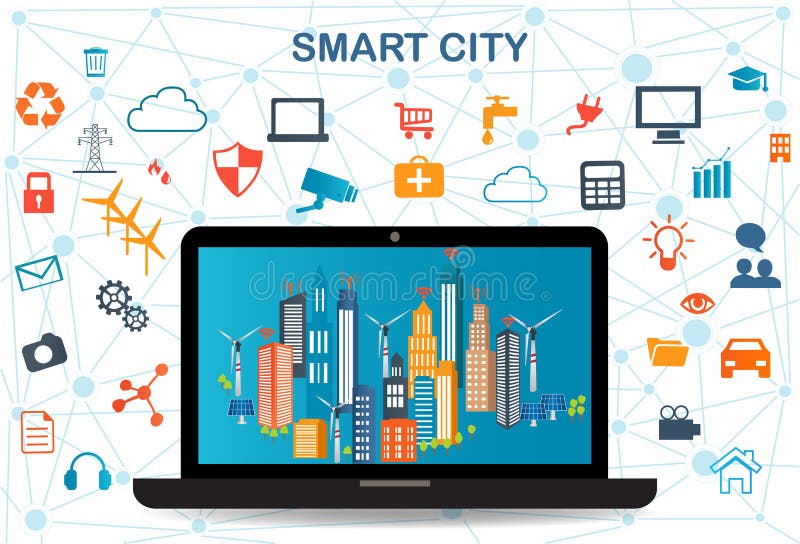 Smart City Concept And Internet Of Things Stock Vector - Illustration ...