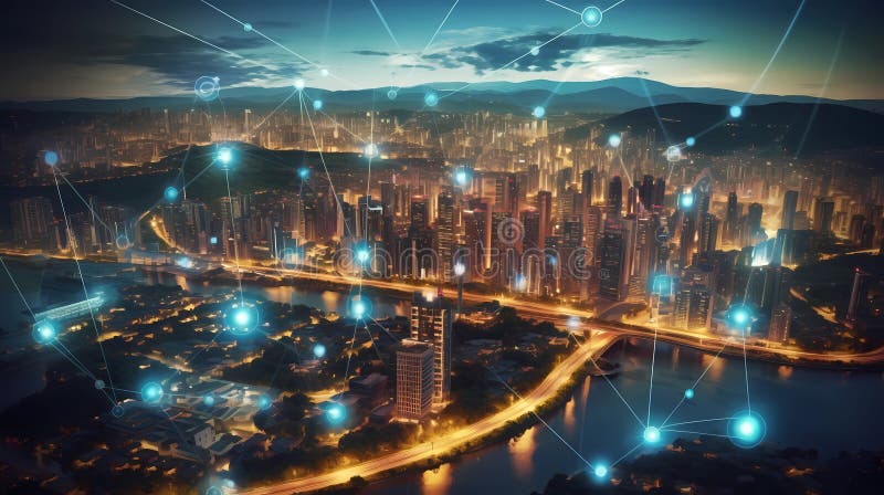 Smart City and Wireless Communication Network Over the Cityscape at ...