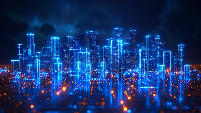 A Smart City or a Wireless Network. Low Poly Wireframe Illustration ...