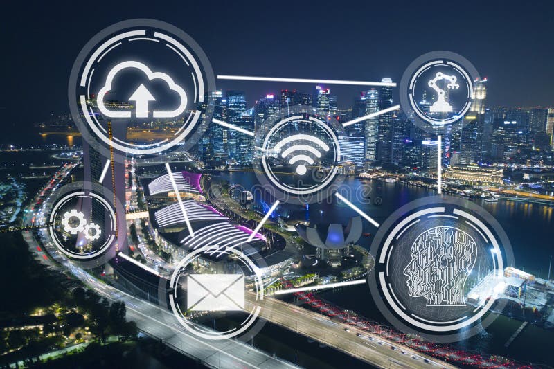 Smart City, Wireless Technology Abstract City Stock Photo - Image of ...