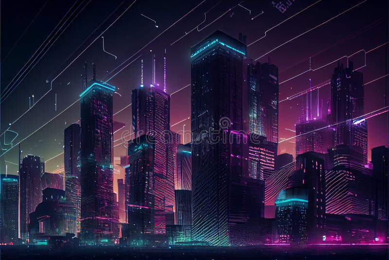 Smart Cityscape, Telecommunication and Communication Network Concept ...