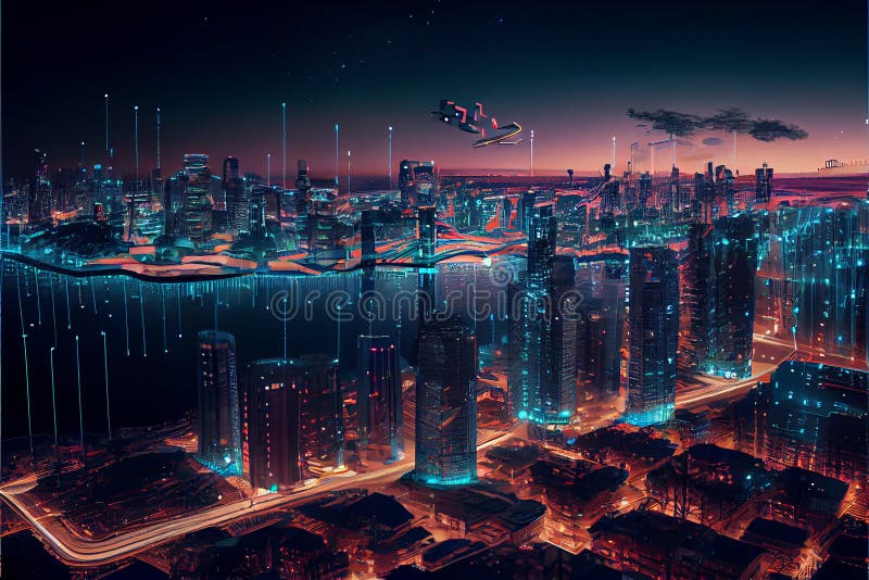 Smart Cityscape, Telecommunication and Communication Network Concept ...