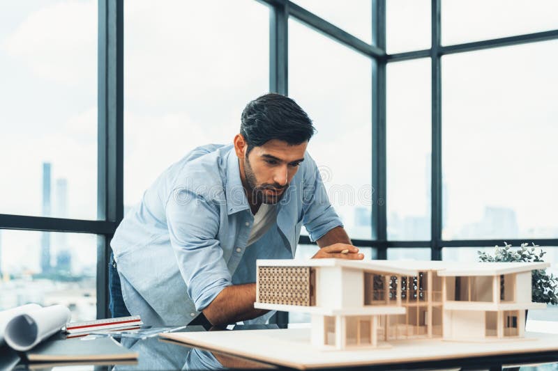 Smart Civil Engineer Looking while Planing Design House Construction ...