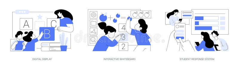 Smart Classroom Technology Isolated Cartoon Vector Illustrations Se ...