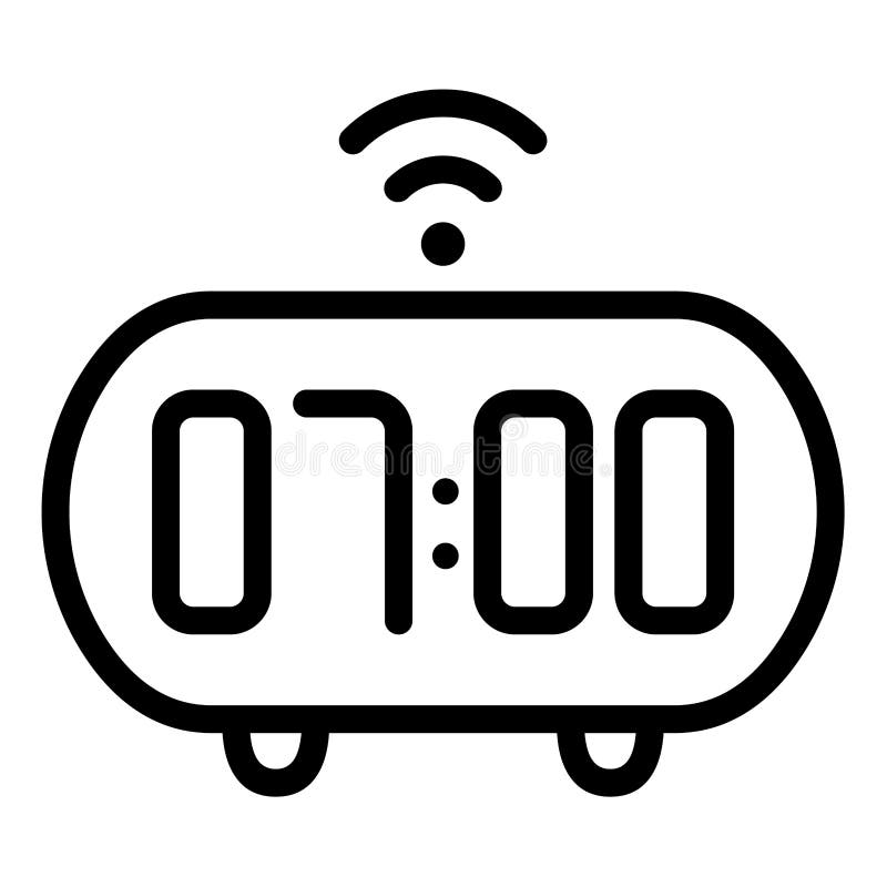 Smart Clock Alarm Digital Single Isolated Icon with Outline Style Stock ...