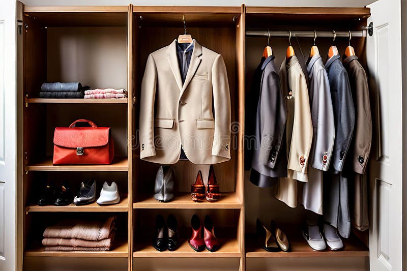 Smart Closet Organizes Clothes and Suggests Outfits Stock Illustration ...
