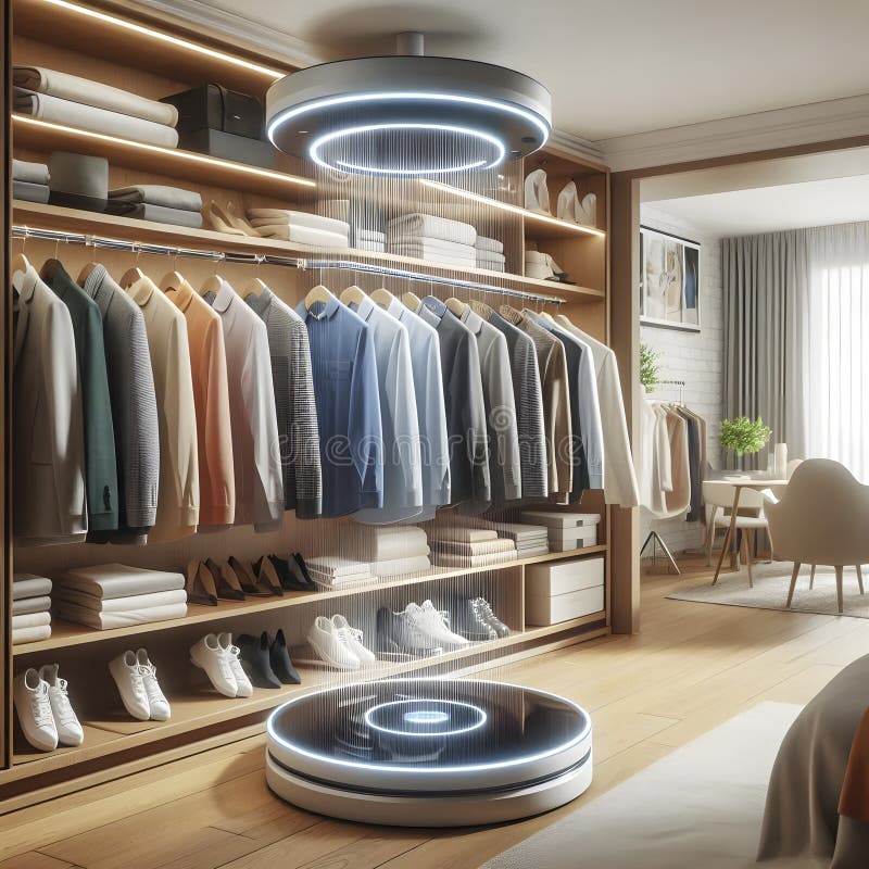A Smart Closet Organizing Clothes Via Levitating Hangers, Ai Created ...