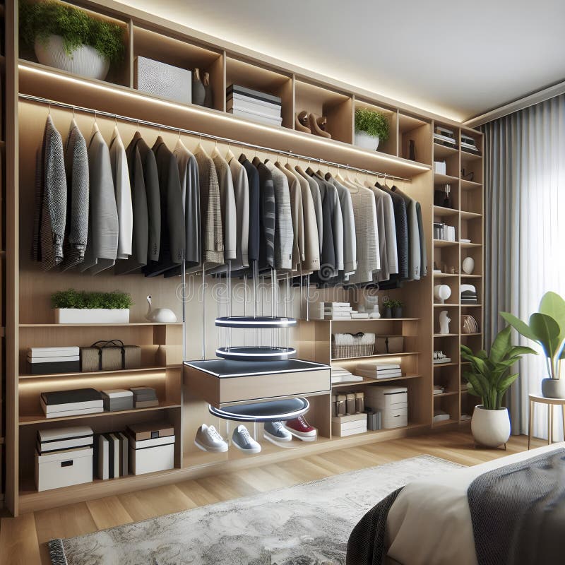 A Smart Closet Organizing Clothes Via Levitating Hangers, Ai Created ...