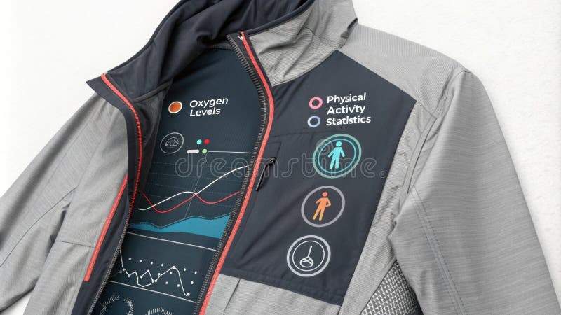 Smart Clothing Showing Oxygen Levels and Physical Activity Statistics ...