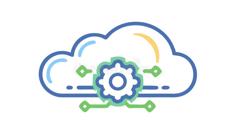 Smart Cloud Automation with Gear and Data, Efficient Processing, Vector Design Generative AI ...