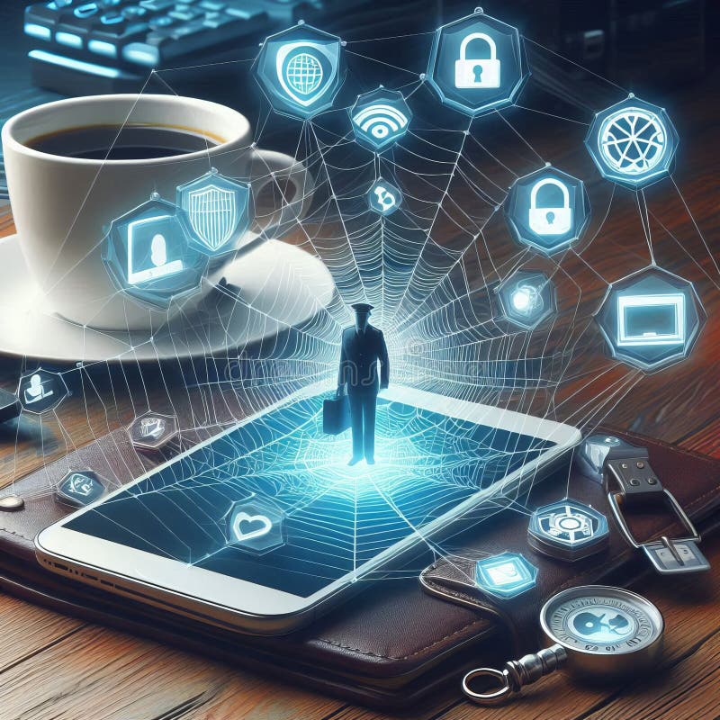 Smart Cobweb for Personal Safety Monitoring Stock Illustration ...