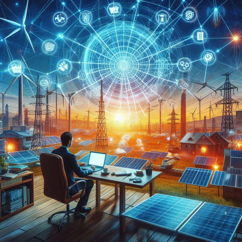 Smart Cobweb for Renewable Energy Integration Stock Illustration ...