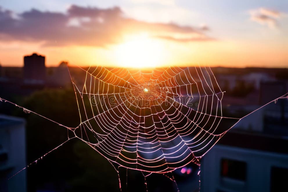 Smart Cobweb for Urban Heat Island Solutions Stock Illustration ...