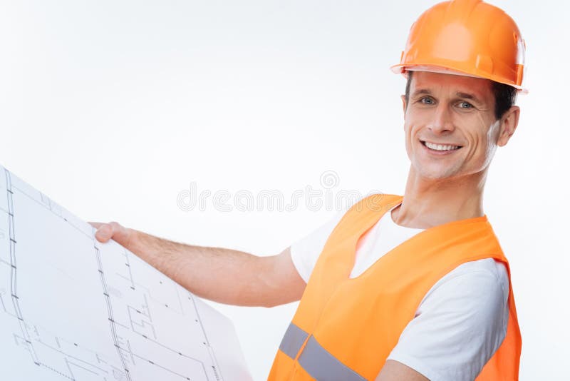 Smart Confident Engineer Holding His Draft Stock Image - Image of ...