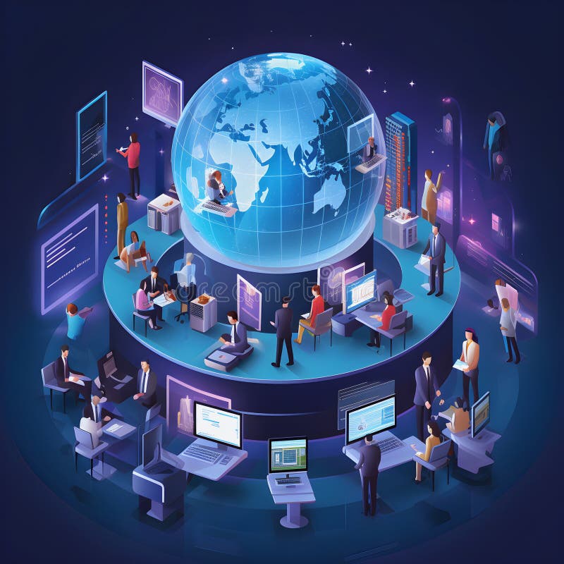 Smart and Connected Workspace. Stock Illustration - Illustration of ...