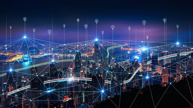 Smart Connection Network System, Smart City Network Concept, 5G ...
