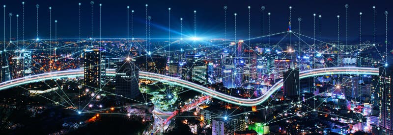 Smart Connection Network System, Smart City Network Concept, 5G ...