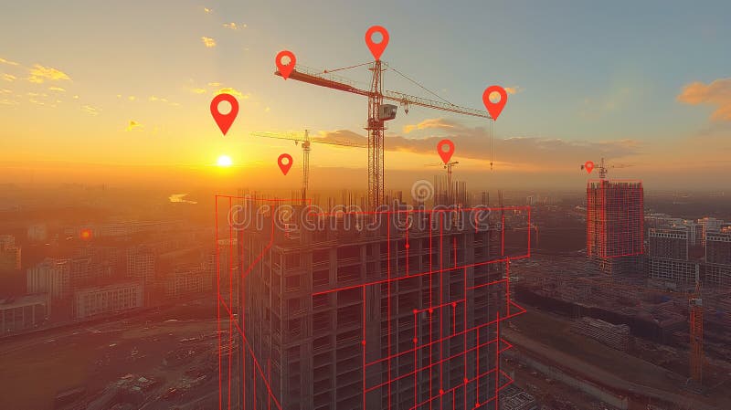 Smart Construction Site at Sunset Image, Ai Generated Stock Image ...