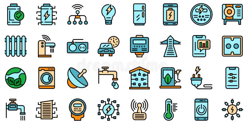 Smart Consumption Icons Set Vector Flat Stock Vector - Illustration of ...