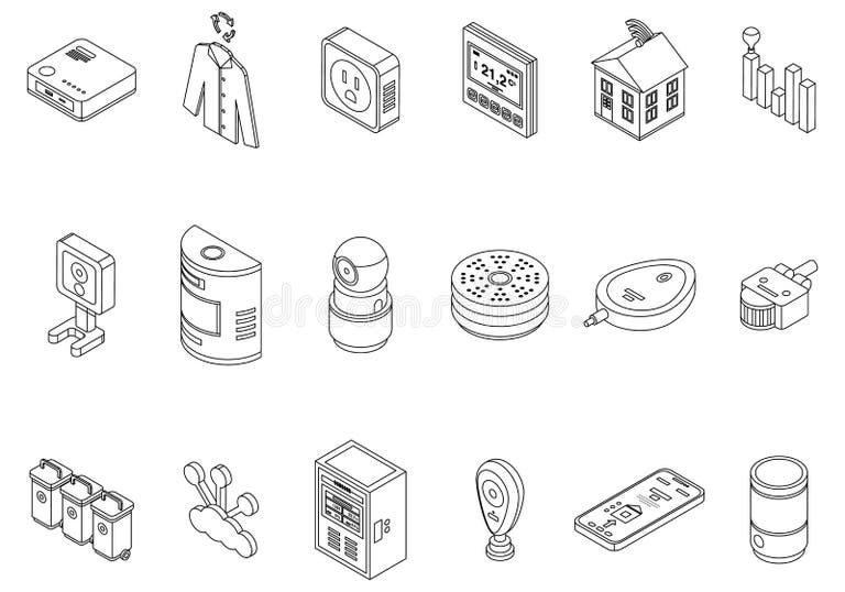Smart Consumption Icons Set Vector Outline Stock Illustration ...
