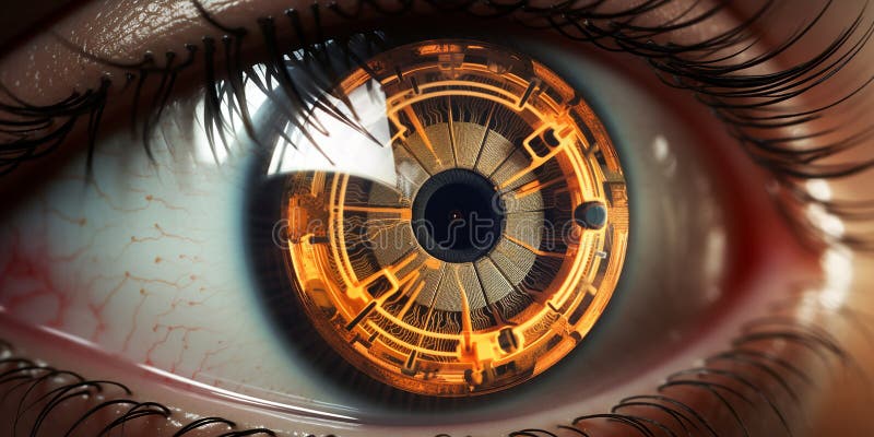 Smart Contact Lens with Biometric Retina Implants Stock Illustration ...