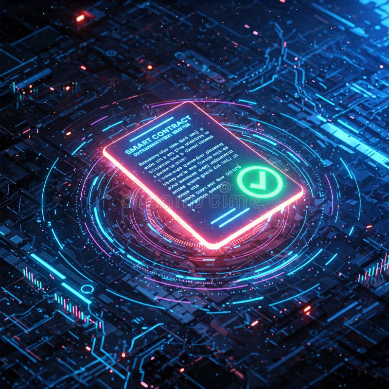 Glowing Smart Contract Blockchain Symbol - AI Generated Stock ...