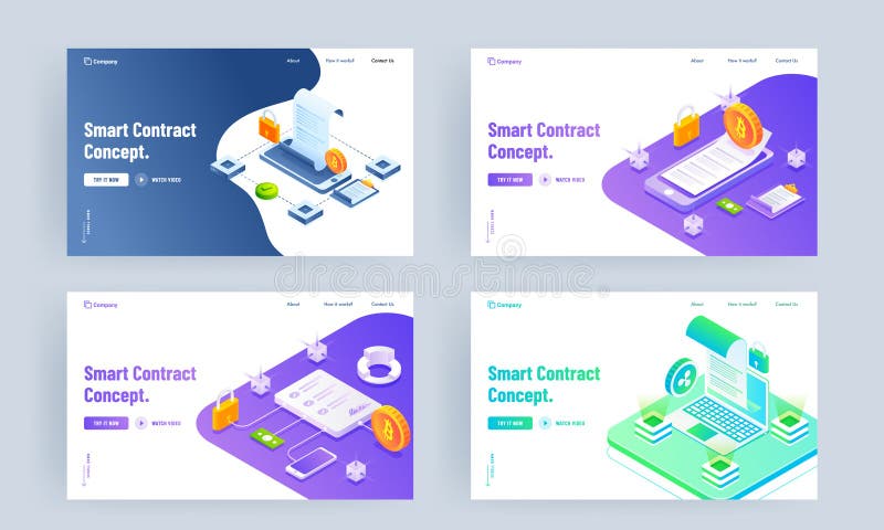 Smart Contract Concept Based Landing Page Design with Laptop ...