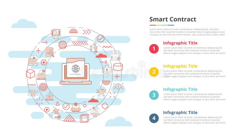 Smart Contract Concept for Infographic Template Banner with Four Point ...