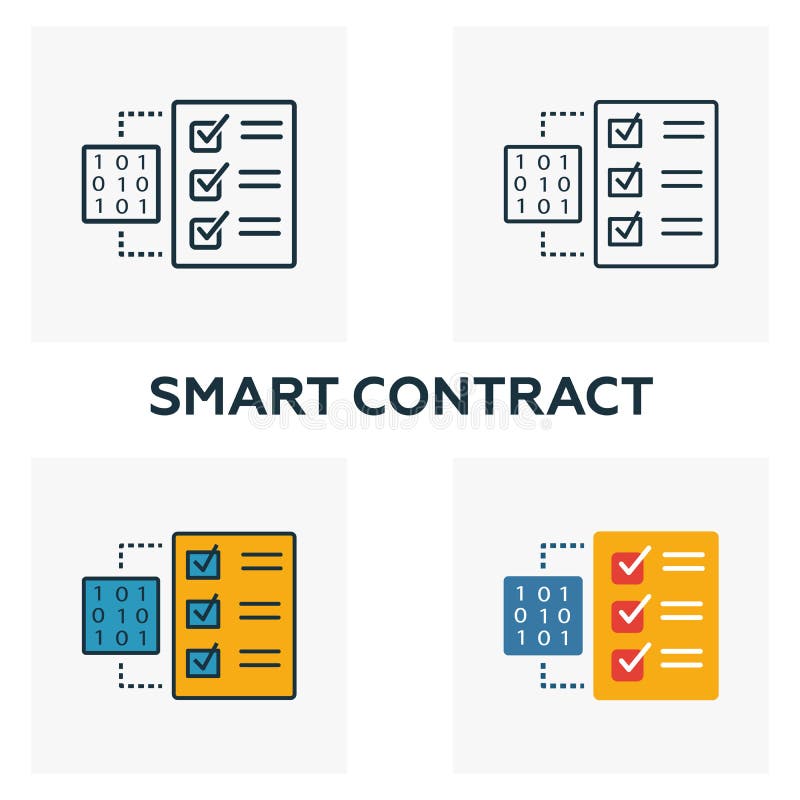 Smart Contract Icon Set. Four Elements in Diferent Styles from Crypto ... Smart Contract Icon Set. Four Elements in Diferent Styles from Crypto ...
