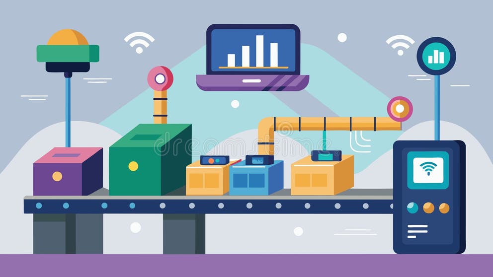 A Smart Conveyor Belt System in a Factory Automatically Adjusting Speed ...