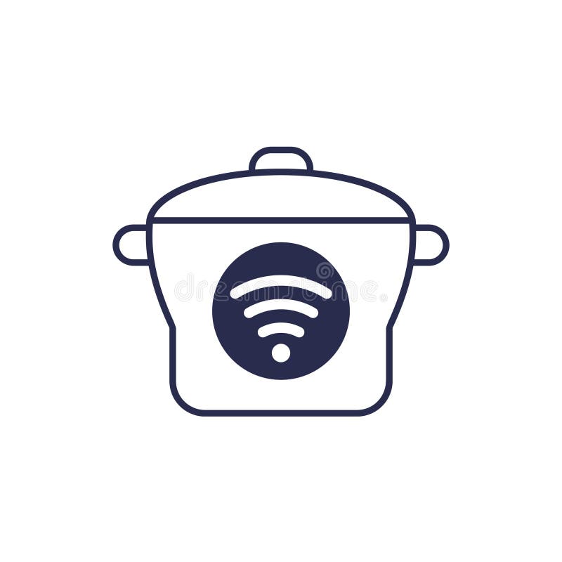 Smart Cooker or Steamer Icon on White Stock Vector - Illustration of ...