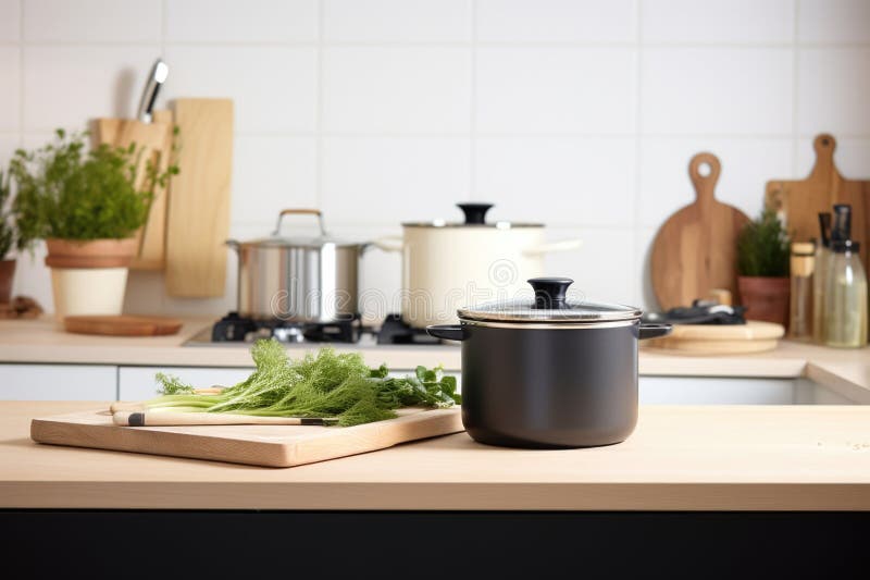 A Smart Cookware in a Modern Kitchen Stock Illustration - Illustration ...