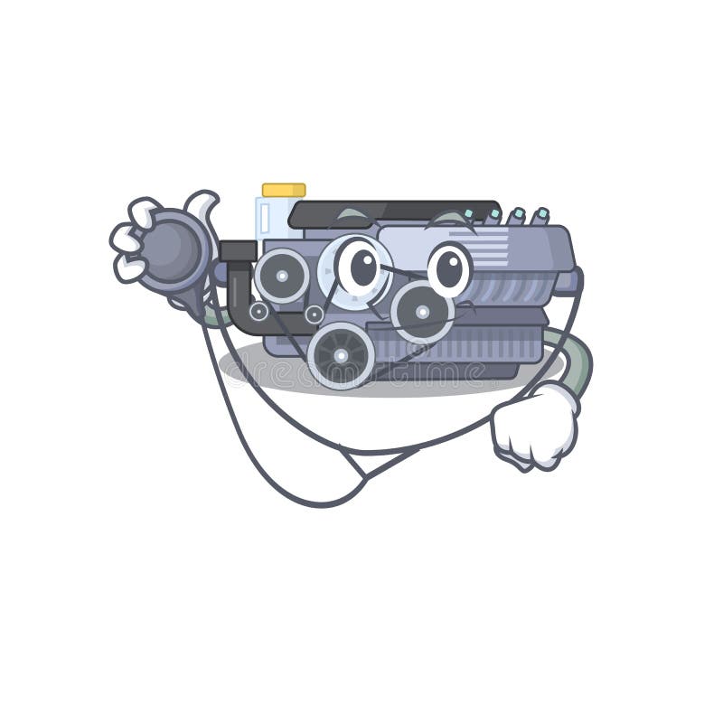 Smart and Cool Combustion Engine Cartoon Character in a Doctor with ...