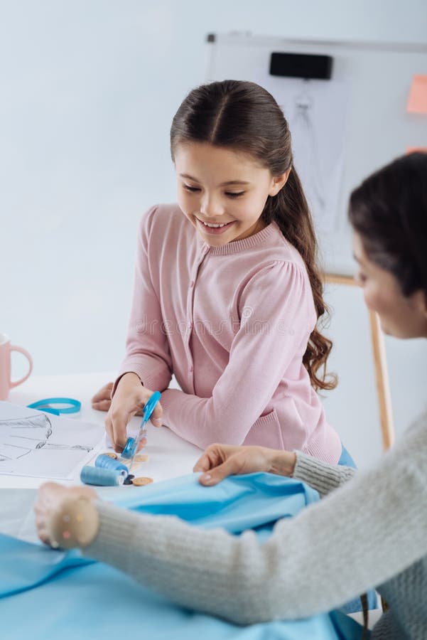 Smart Curious Girl Learning about Clothes Design Stock Photo - Image of ...