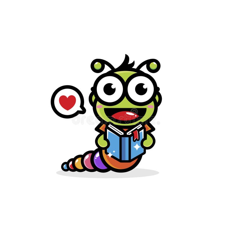 Smart Cute Caterpillar Animal Characters are Reading a Book Stock ...