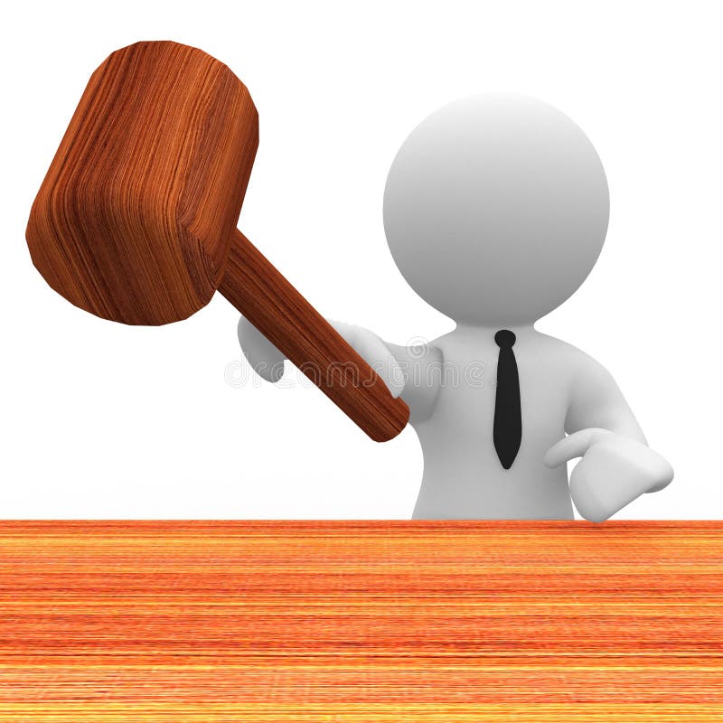 Smart 3D figure in auction stock illustration. Illustration of judge ...