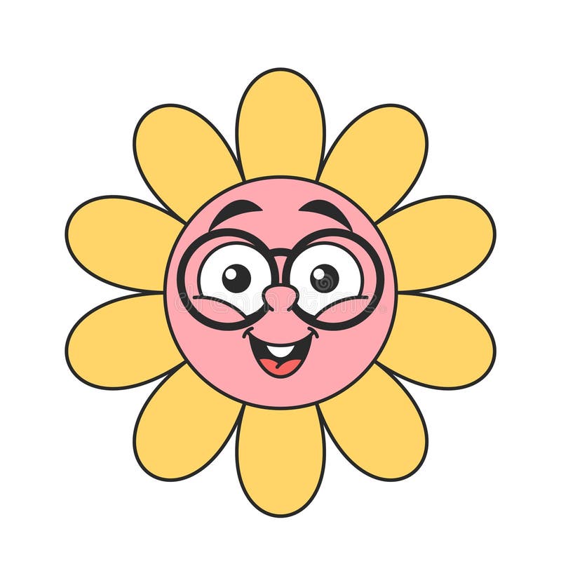 Smart Daisy Flower Groovy Character Stock Illustration - Illustration ...