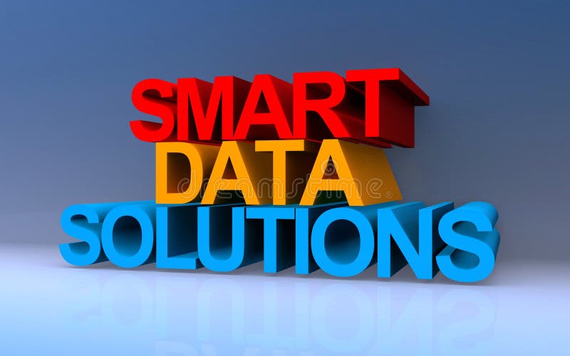 Smart Data Solutions on Blue Stock Illustration - Illustration of ...