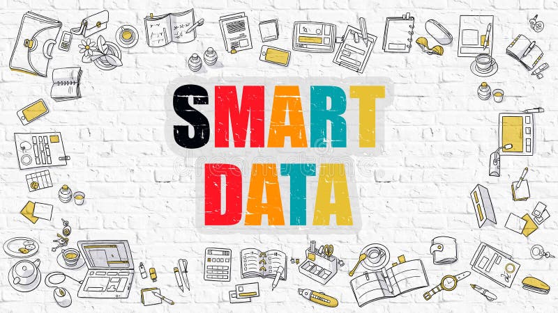 Smart Data on White Brick Wall. Stock Illustration - Illustration of ...