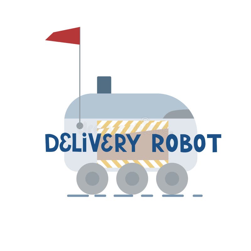 Smart Delivery with Self Driving Machine. Lettering Delivery Robot ...