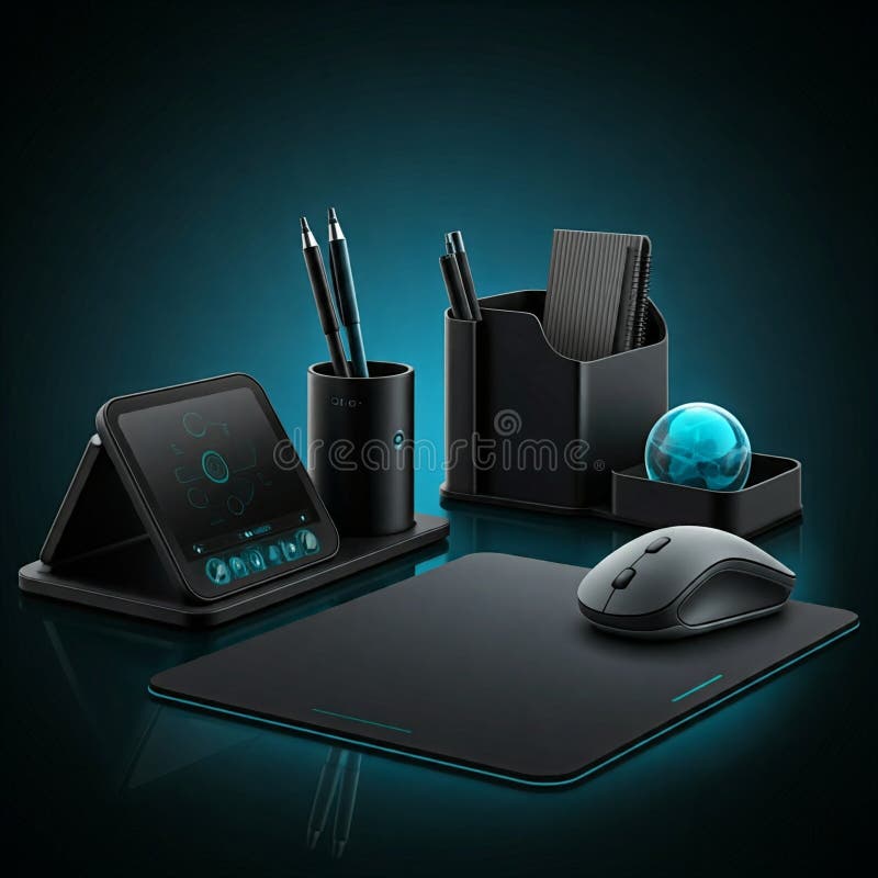 Smart Desk Accessories with Interactive Features Stock Illustration ...