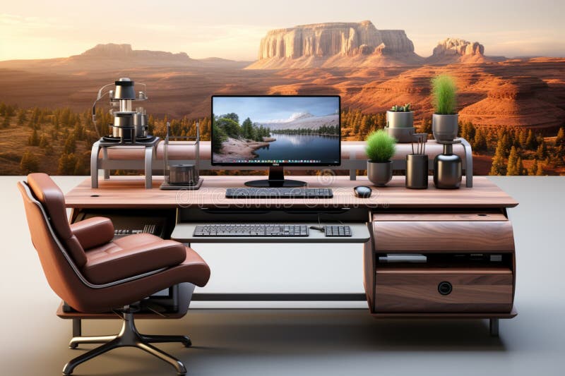 Smart Desk Office Workstation Stock Illustration - Illustration of ...