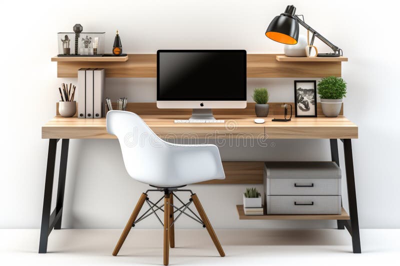 Smart Desk Office Workstation Stock Illustration - Illustration of ...