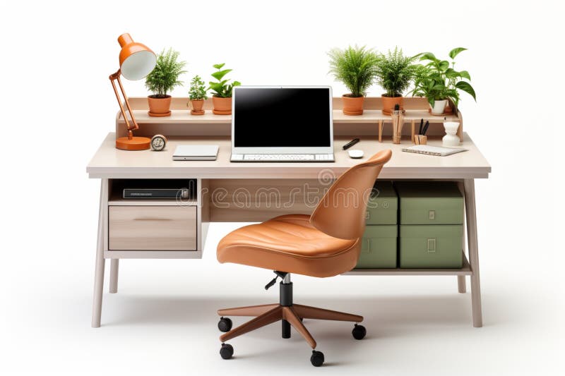 Office Workstation Furniture Interior Concept. Zoom Virtual Background Stock Illustration ...